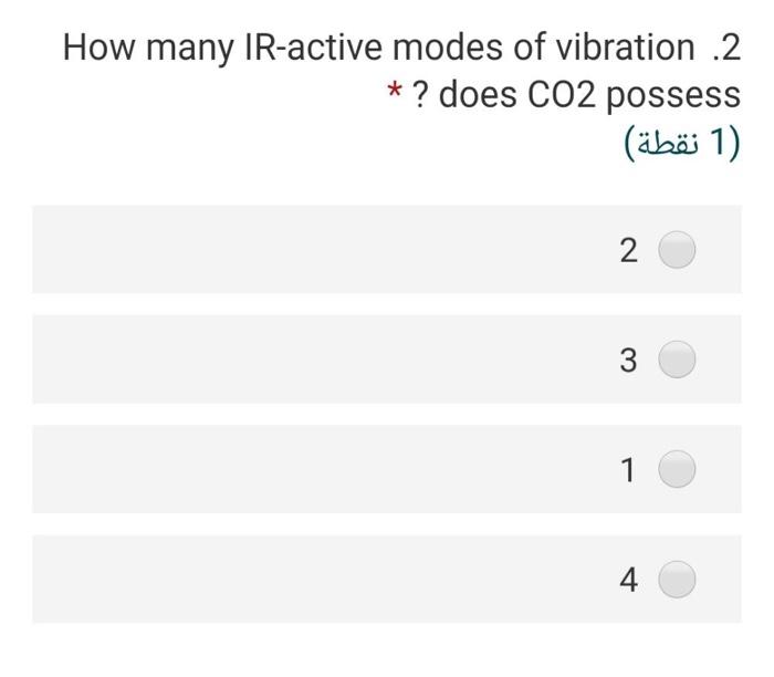 Solved How many IR-active modes of vibration 2 *? does CO2 | Chegg.com