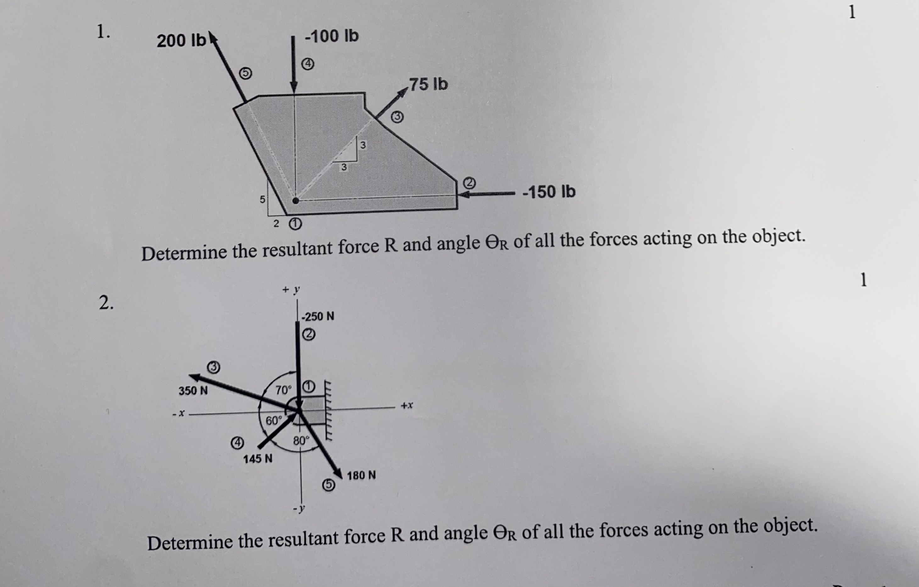 Solved Determine the resultant force R ﻿and angle ΘR ﻿of all | Chegg.com
