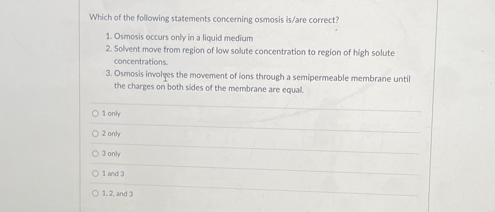 Solved Which of the following statements concerning osmosis | Chegg.com
