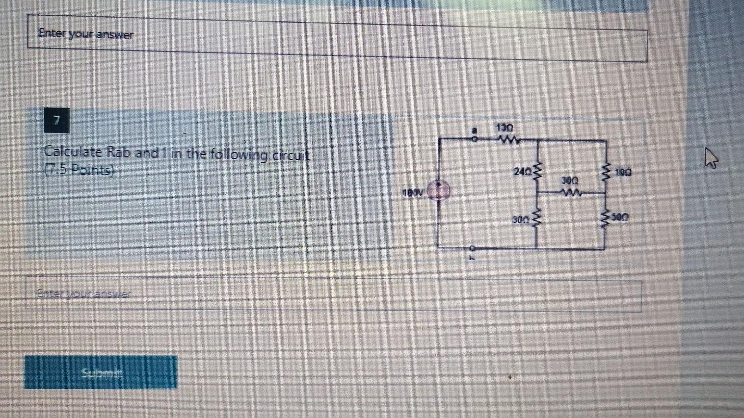 Solved Calculate Rab and l in the following circuit (7.5 | Chegg.com