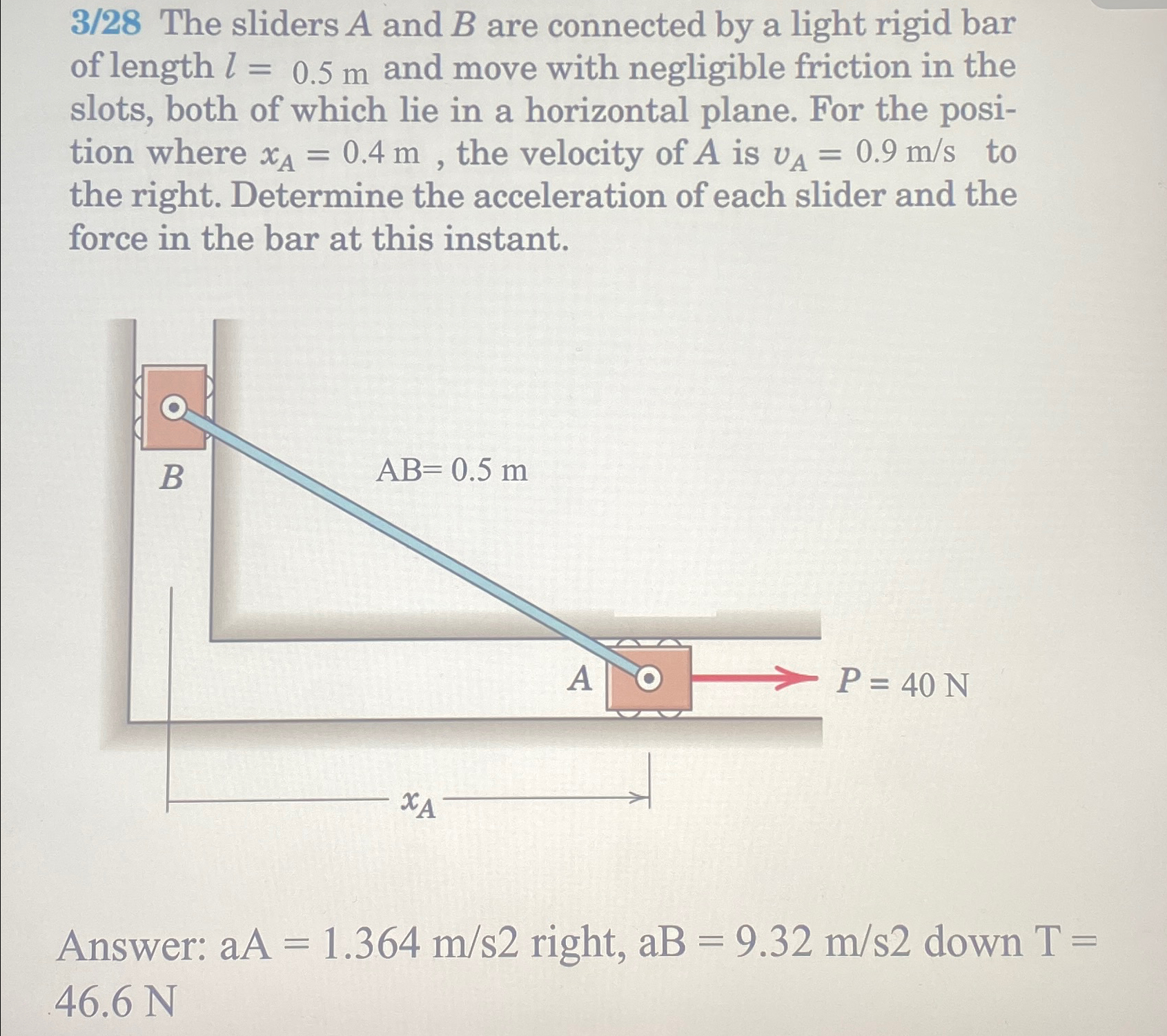 Solved 3/28 ﻿The sliders A and B ﻿are connected by a light | Chegg.com