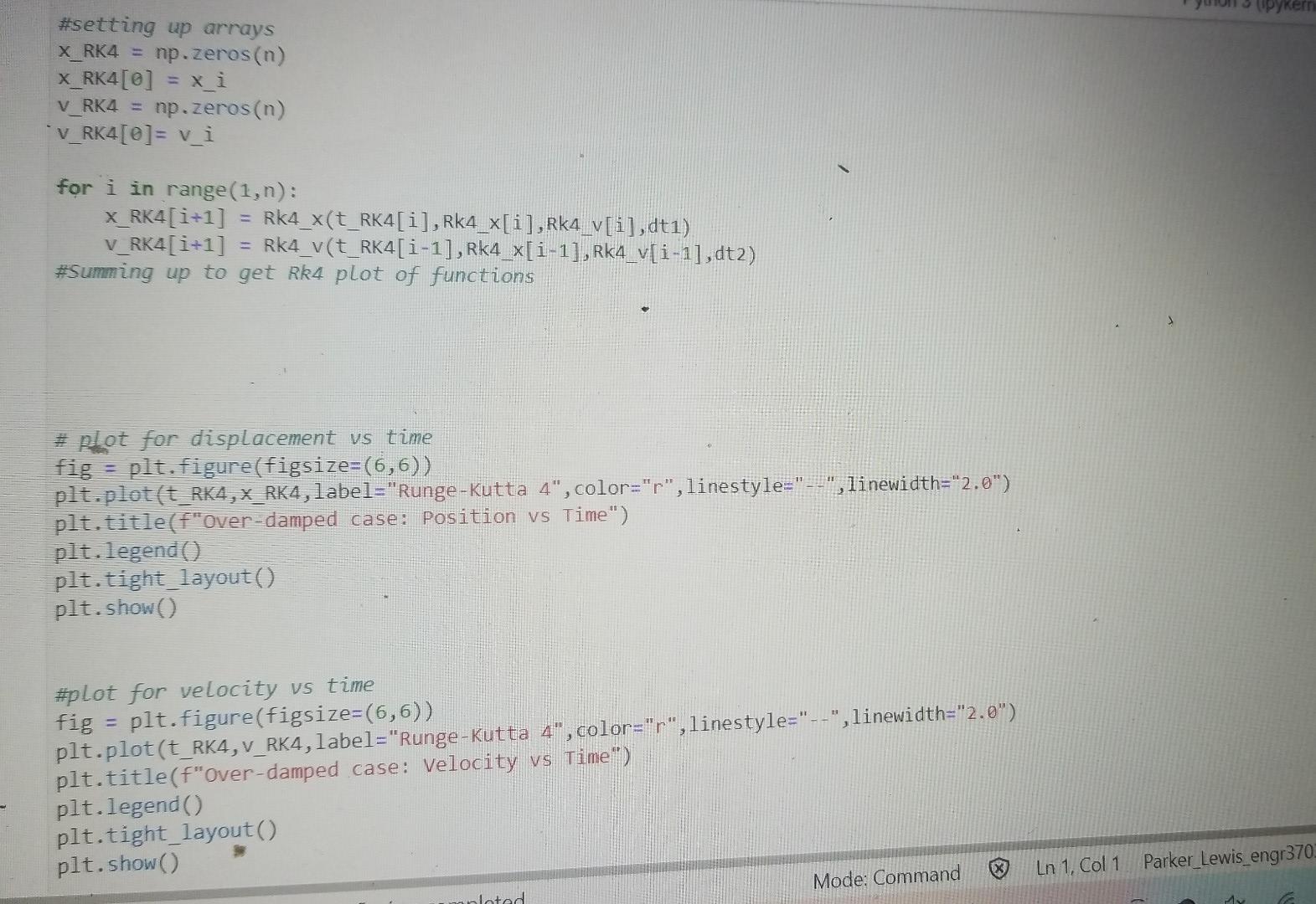 Solved [26]: #Runge_Kutta Function overdamped Case | Chegg.com