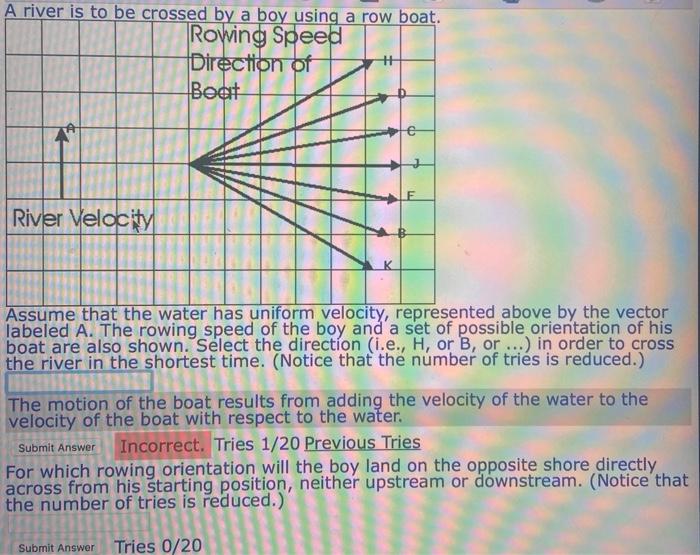 Solved A river is to be crossed by a boy using a row boat. | Chegg.com