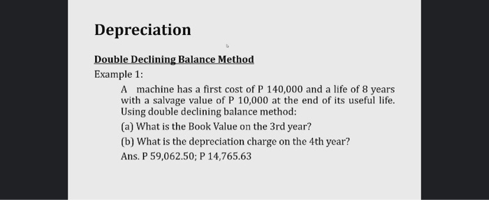 Solved Depreciation Double Declining Balance Method Example | Chegg.com