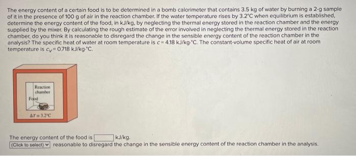 Solved The energy content of a certain food is to be | Chegg.com