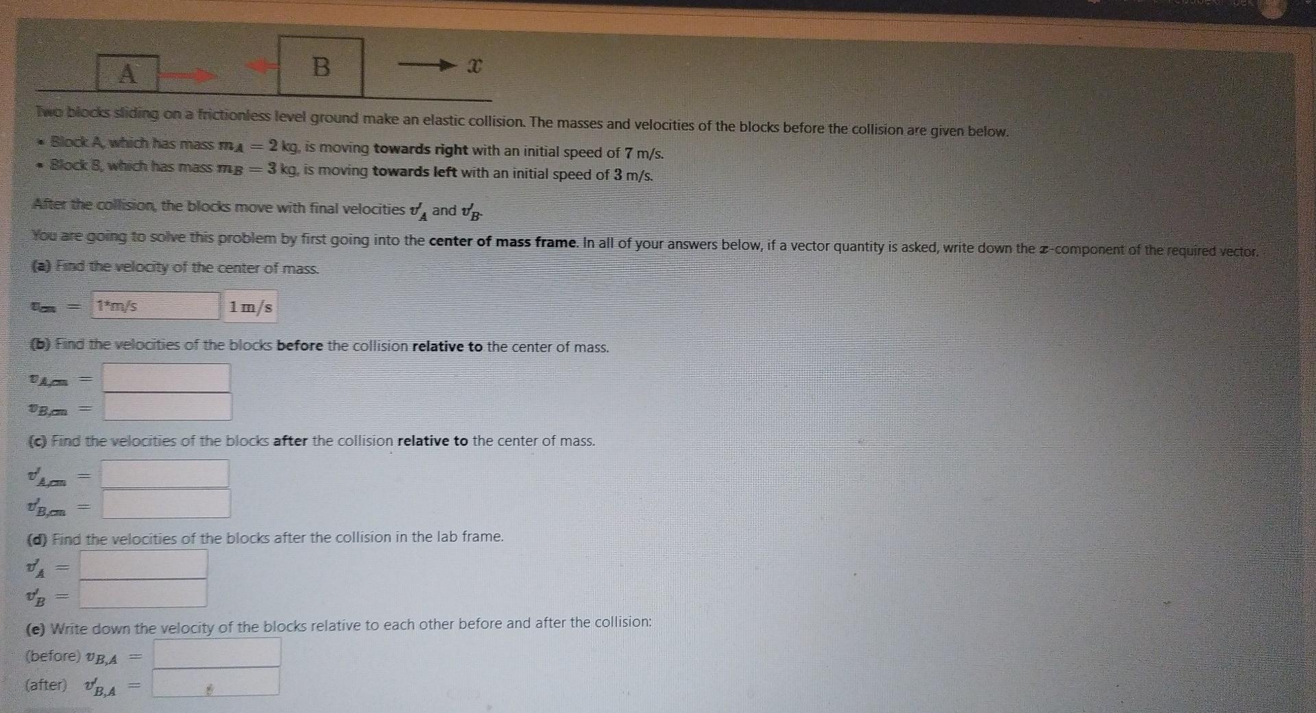Solved A B Two blocks sliding on a frictionless level ground | Chegg.com