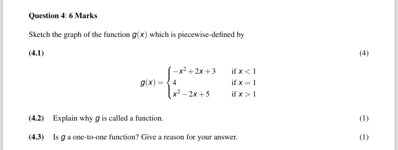 Solved Question 4: 6 ﻿MarksSketch the graph of the function | Chegg.com