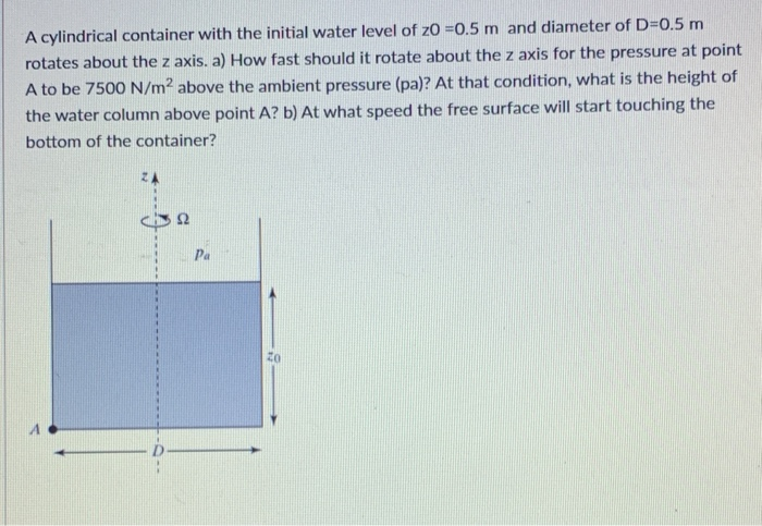 Solved A cylindrical container with the initial water level | Chegg.com
