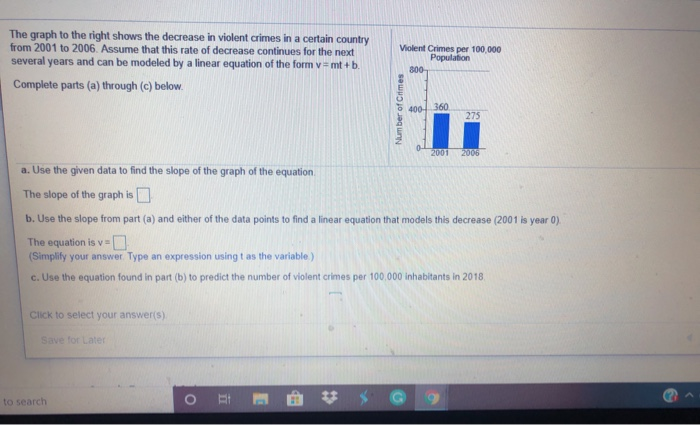 Solved The graph to the right shows the decrease in violent | Chegg.com