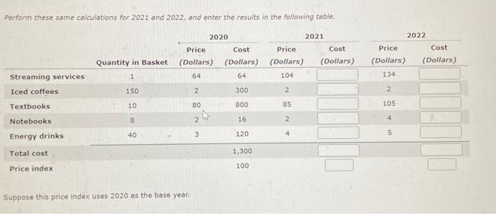 Solved 1. Calculating inflation using a simple price index | Chegg.com