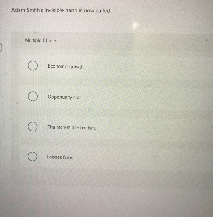 Solved Adam Smith's invisible hand is now called Multiple | Chegg.com