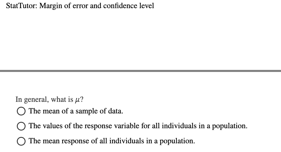 Solved Margin of error and confidence level In general, what | Chegg.com