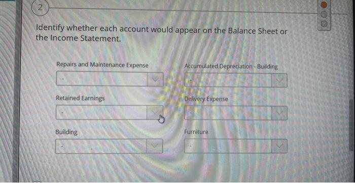 Solved Identify whether each account would appear on the | Chegg.com Solved Identify whether each account would appear on the | Chegg.com