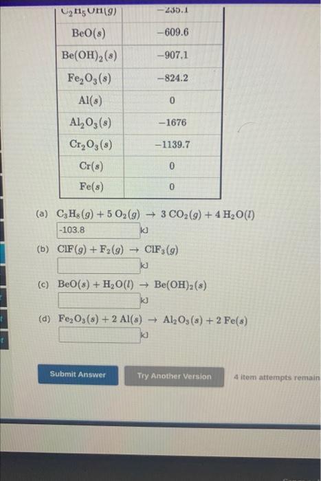Solved \begin{tabular}{|c|c|} \hline Substance & | Chegg.com