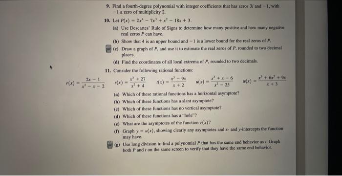 Solved 9. Find a fourth-degree polynomial with integer | Chegg.com