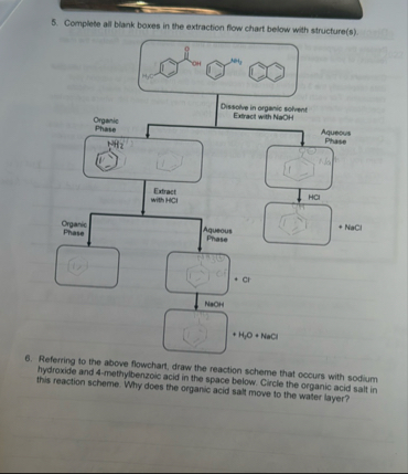Solved Complete all blank boxes in the extraction flow chart | Chegg.com