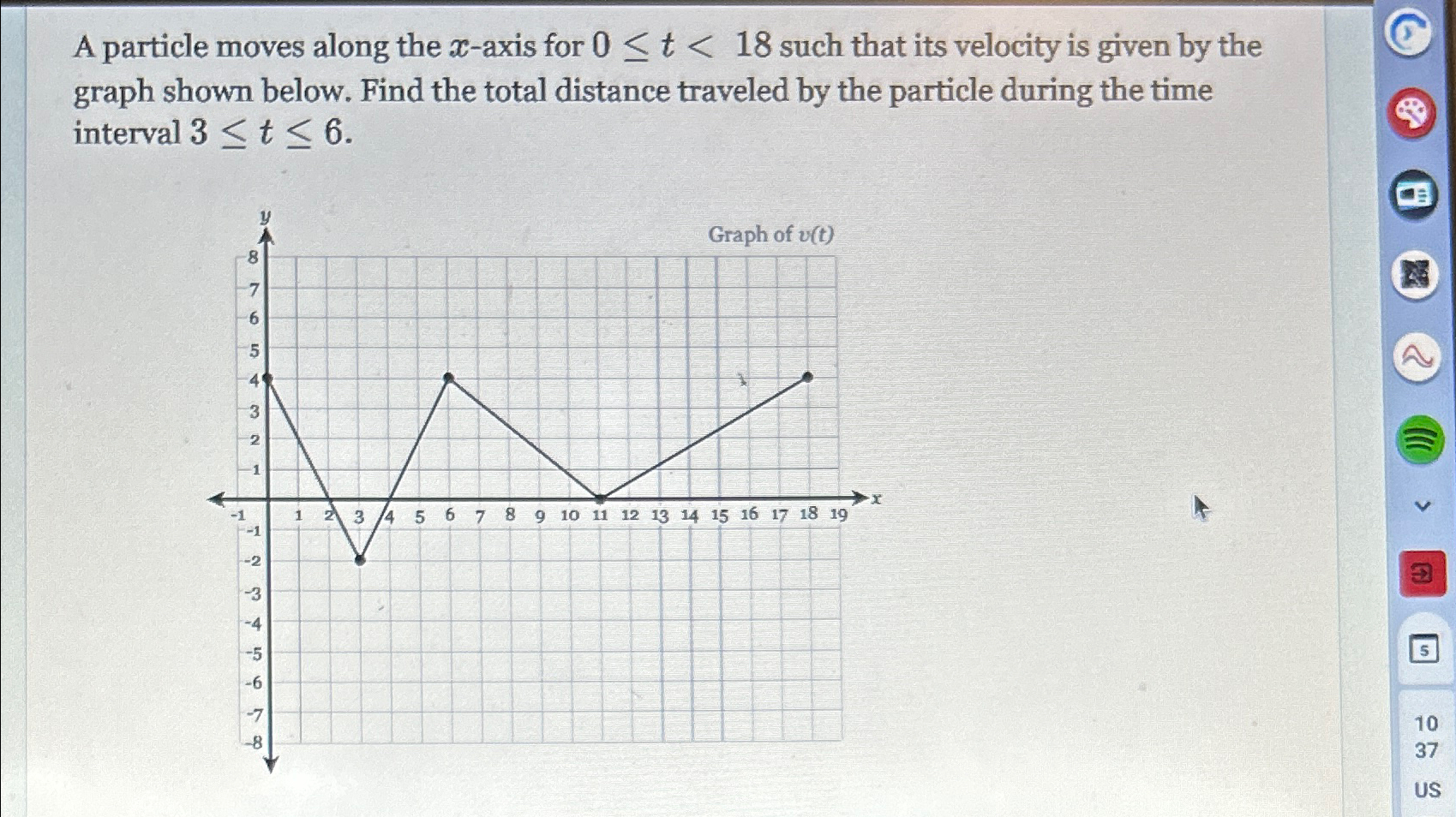 Solved A particle moves along the x-axis for 0≤t