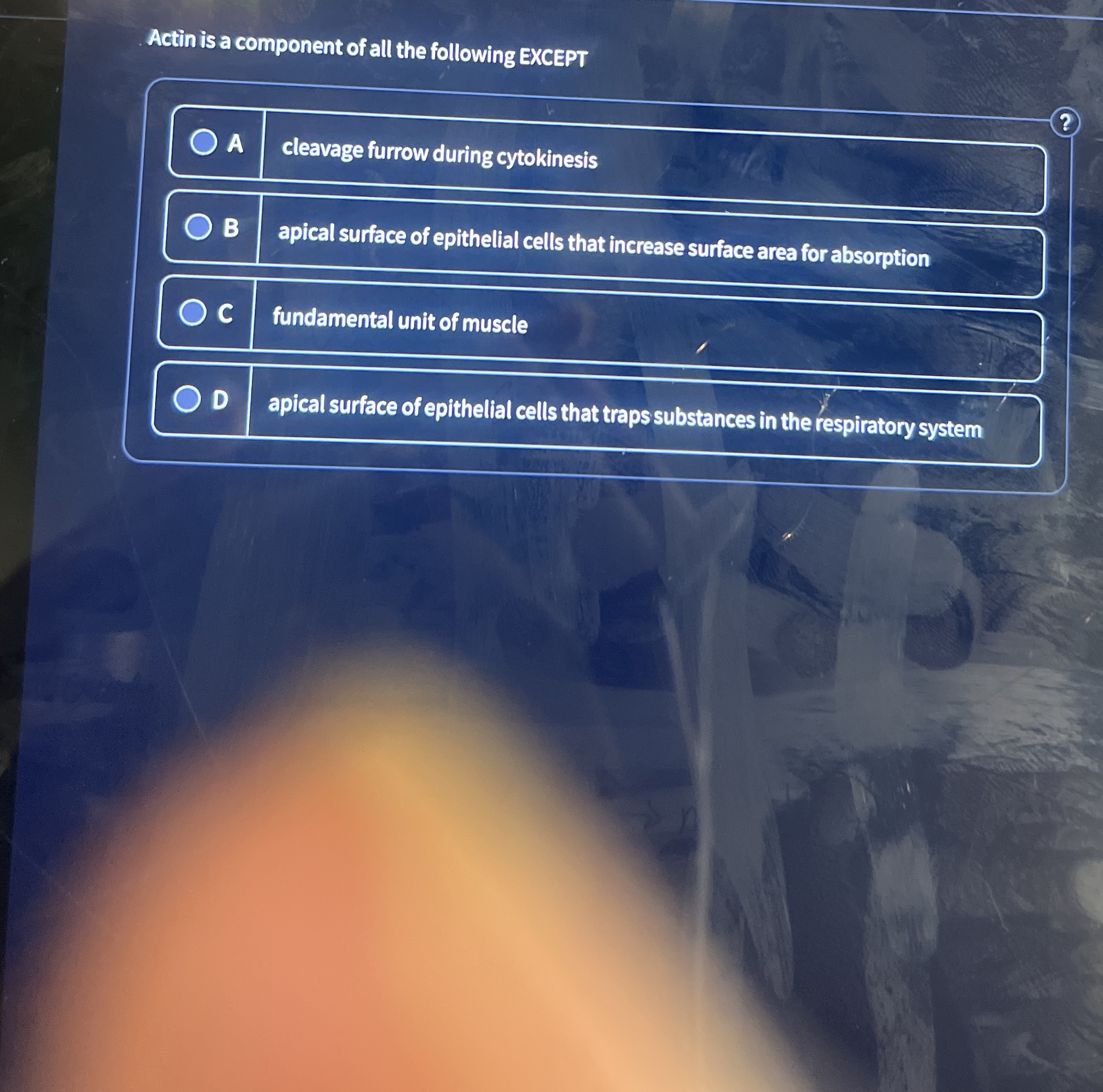 Solved Actin is a component of all the following EXCEPTA | Chegg.com