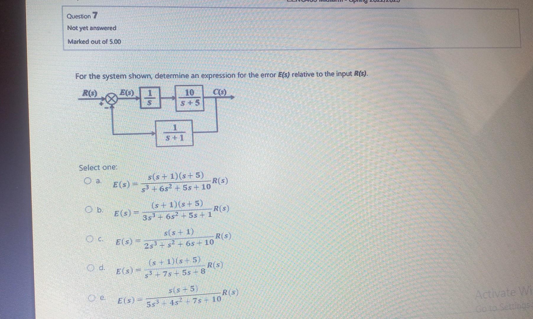 Solved For the system shown, determine an expression for the | Chegg.com