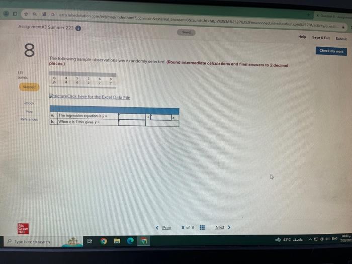 Solved The following bample observations were randomly | Chegg.com