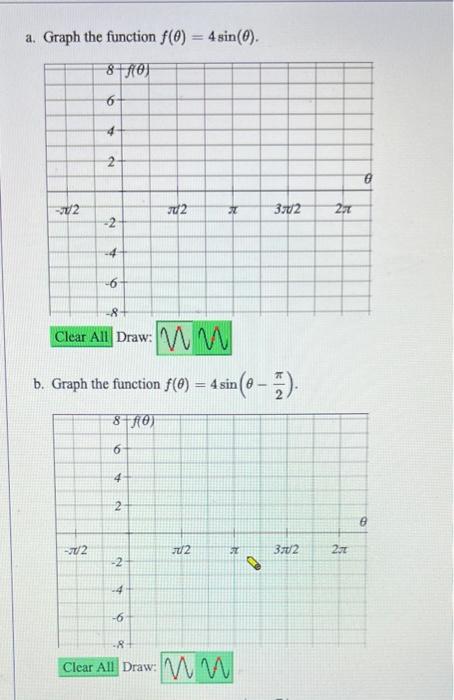 Solved a. Graph the function f(θ)=4sin(θ). Draw: b. Graph | Chegg.com