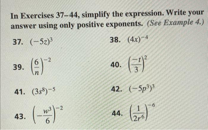Solved In Exercises 37–44, simplify the expression. Write | Chegg.com