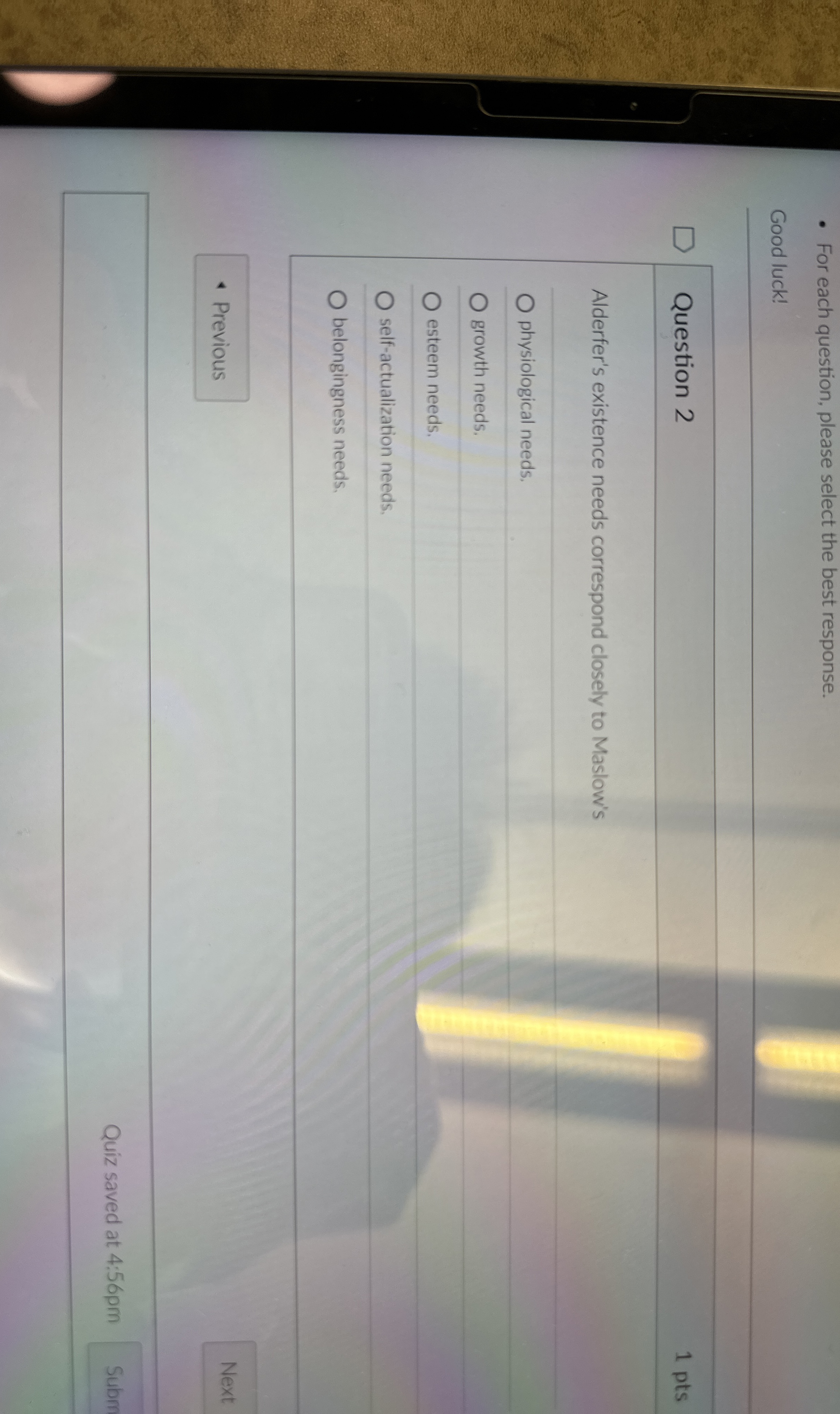 Solved Question 2Alderfer's existence needs correspond | Chegg.com