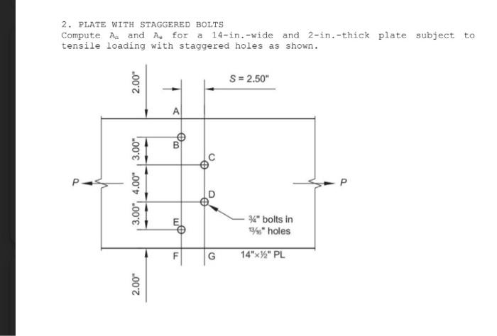 Solved 2. PLATE WITH STAGGERED BOLTS Compute A0 and A4 for a | Chegg.com