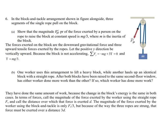6. In the block-and-tackle arrangement shown in | Chegg.com