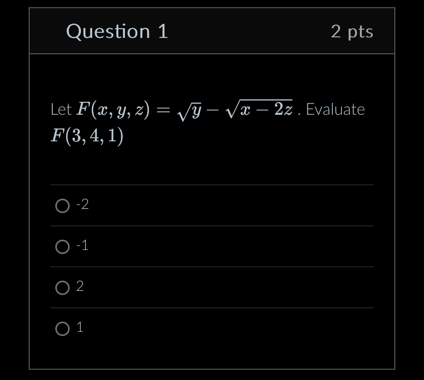 Question 12ptsLet F(x,y,z)=y2-x-2z2. ﻿Evaluate | Chegg.com