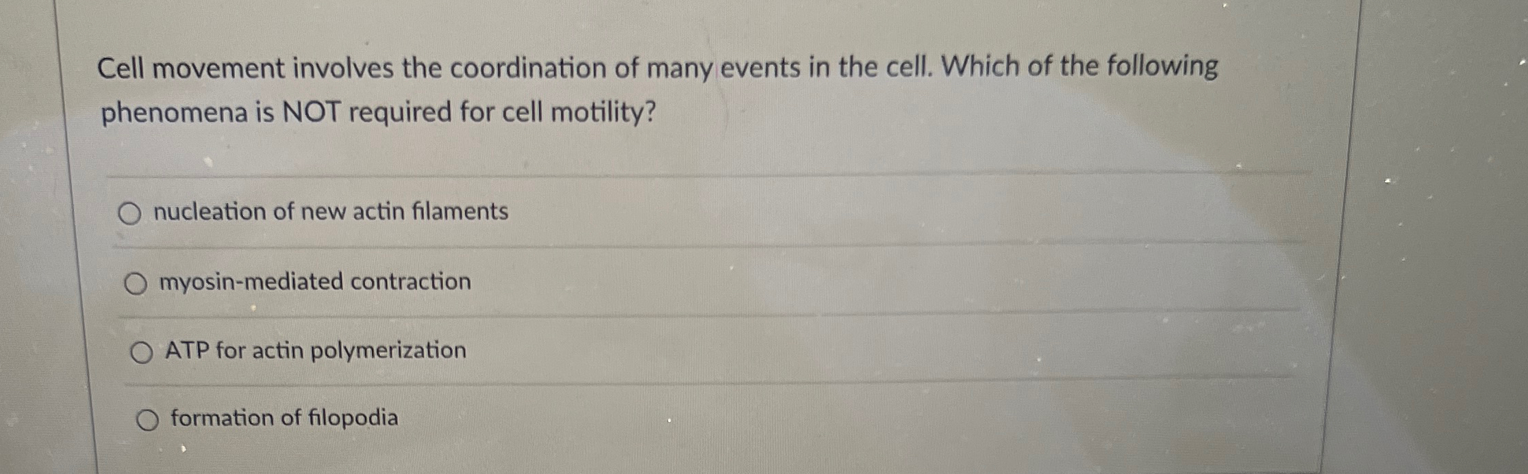 Solved Cell movement involves the coordination of many | Chegg.com