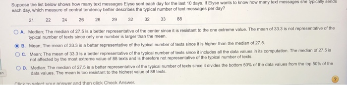 Solved Suppose the list below shows how many text messages | Chegg.com