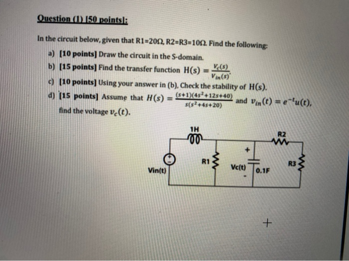 Solved Question (1) 150 points: In the circuit below, given | Chegg.com
