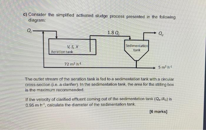 Solved c) Consider the simplified activated sludge process | Chegg.com