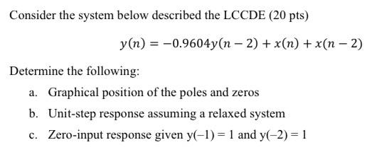 Solved Consider the system below described the LCCDE (20 | Chegg.com
