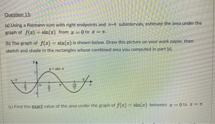 Solved Question 15: (a) Using a Riemann sum with right | Chegg.com