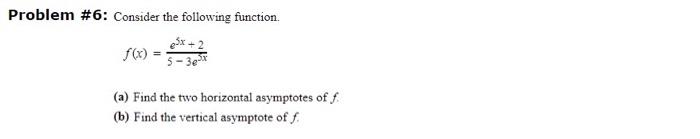 Solved Problem #6: Consider the following function. e3x + 2 | Chegg.com