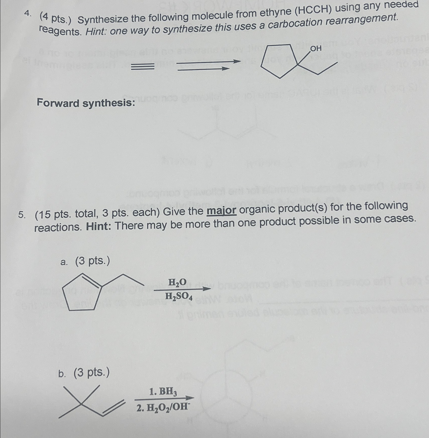 Solved (4 ﻿pts.) ﻿Synthesize the following molecule from | Chegg.com