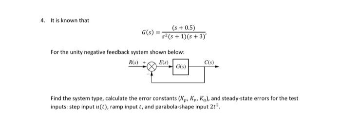 Solved Only Solve Using Matlab To Plot Steady State Errors
