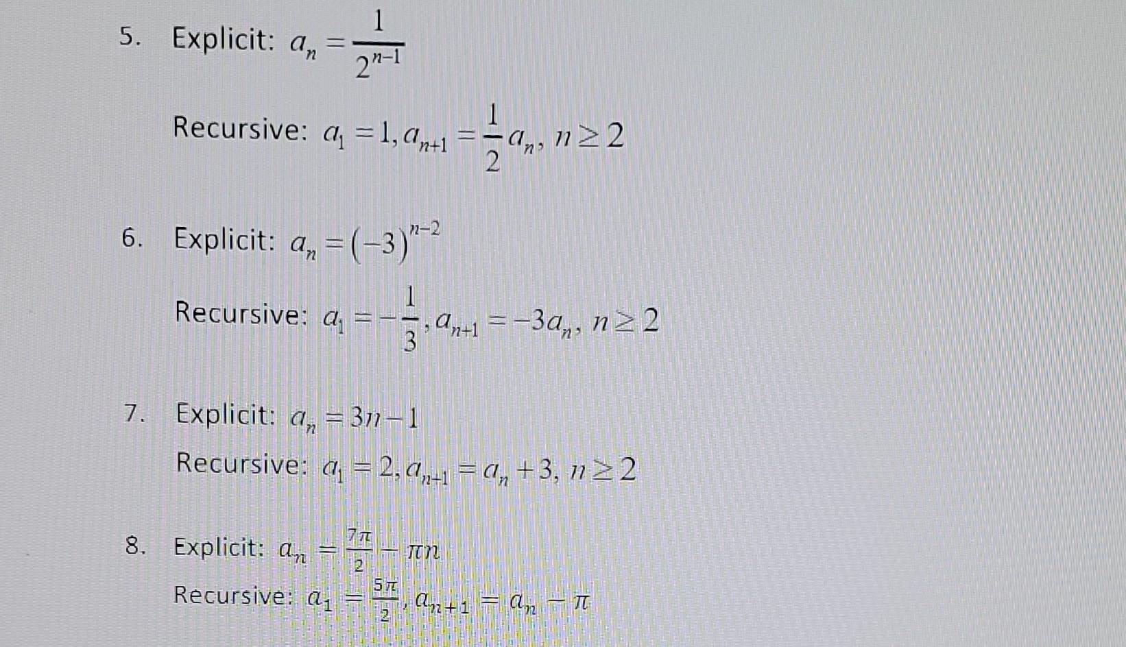 Solved Write both an explicit and recurrence formula for the | Chegg.com