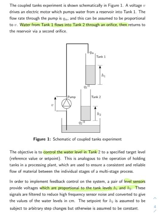 The coupled tanks experiment is shown schematically | Chegg.com