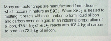 Solved Many computer chips are manufactured from silicon, | Chegg.com