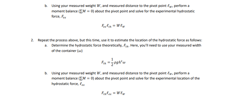 b. ﻿Using your measured weight W, ﻿and measured | Chegg.com