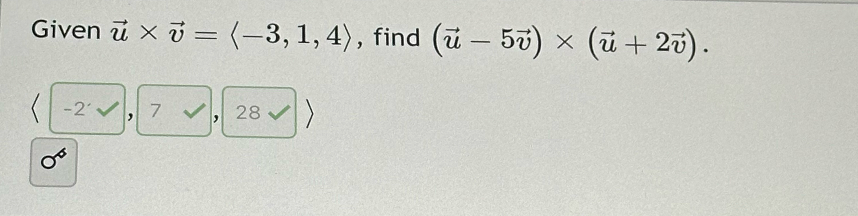 Solved Given vec(u)×vec(v)=(:-3,1,4:), ﻿find | Chegg.com