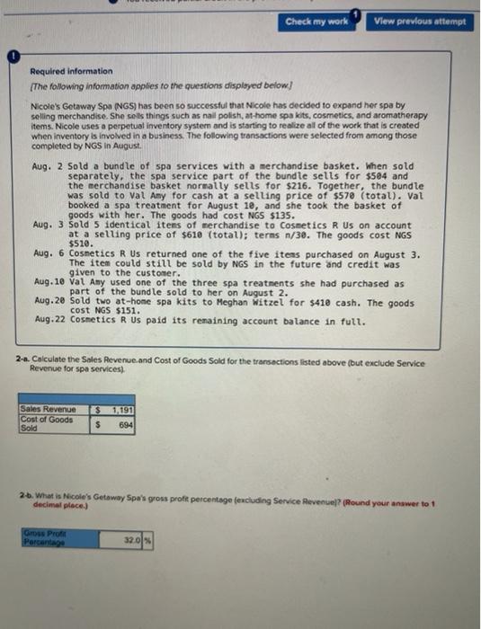Solved Check my work View previous attempt Required | Chegg.com