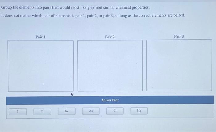 Solved Group the elements into pairs that would most likely | Chegg.com