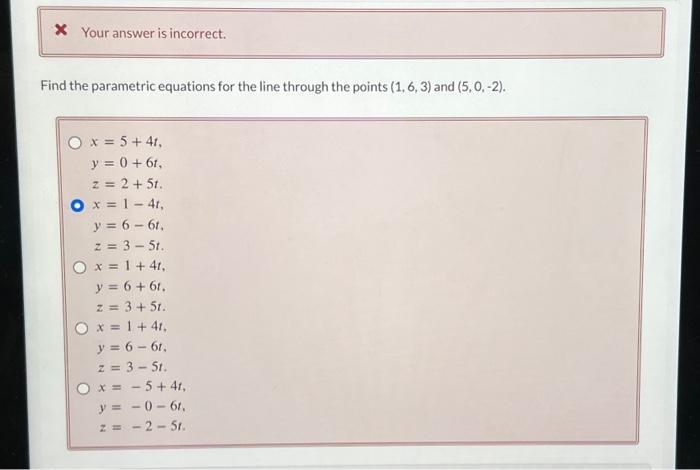 Solved Find the parametric equations for the line through | Chegg.com