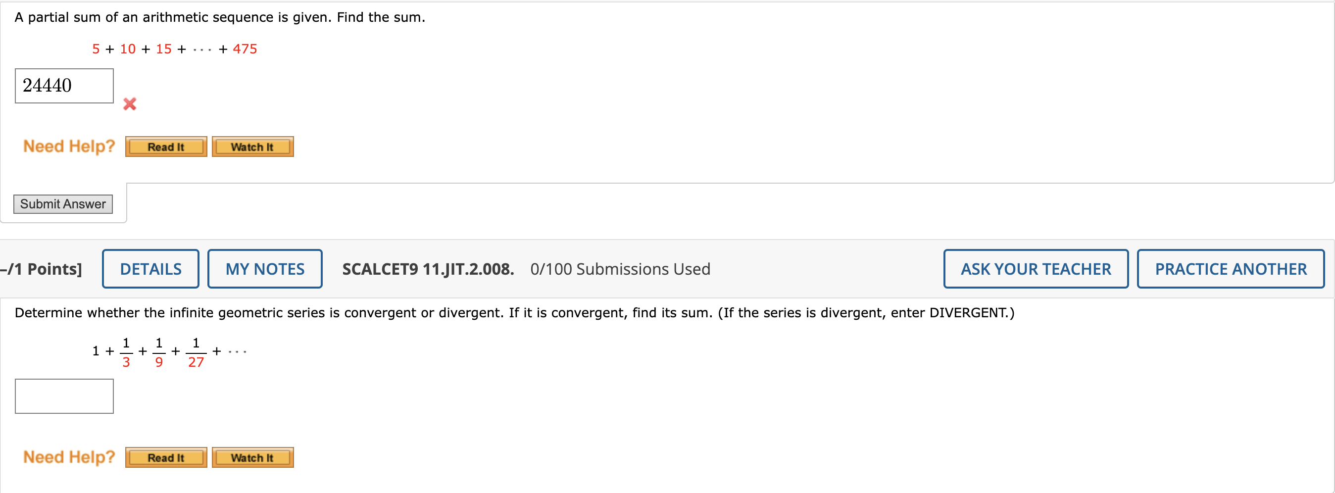 Solved A partial sum of an arithmetic sequence is given. | Chegg.com