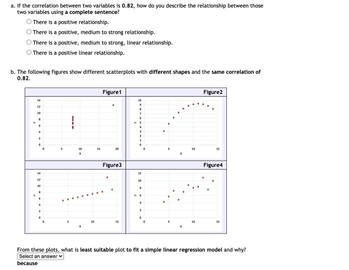 Solved a. If the correlation between two variables is 0.82, | Chegg.com