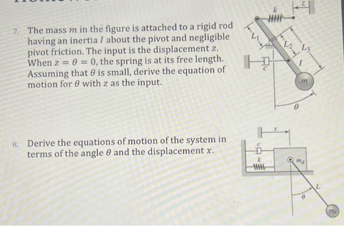 Solved 7. The mass m in the figure is attached to a rigid | Chegg.com